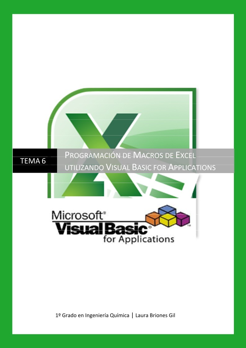 Pdf De Programación Tema 6 Programación De Macros De Excel Utilizando Vba